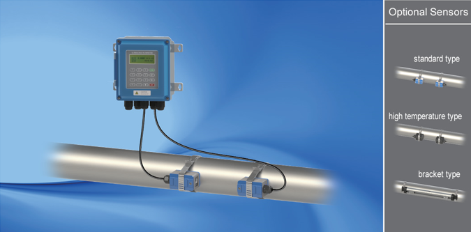 DN32 - DN6000 Clamp On Water Flow Meter Sensor Wall Mounted Ultrasonic ...